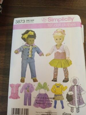 Simplicity pattern 3873 doll clothes for 18 inch dolls uncut | eBay