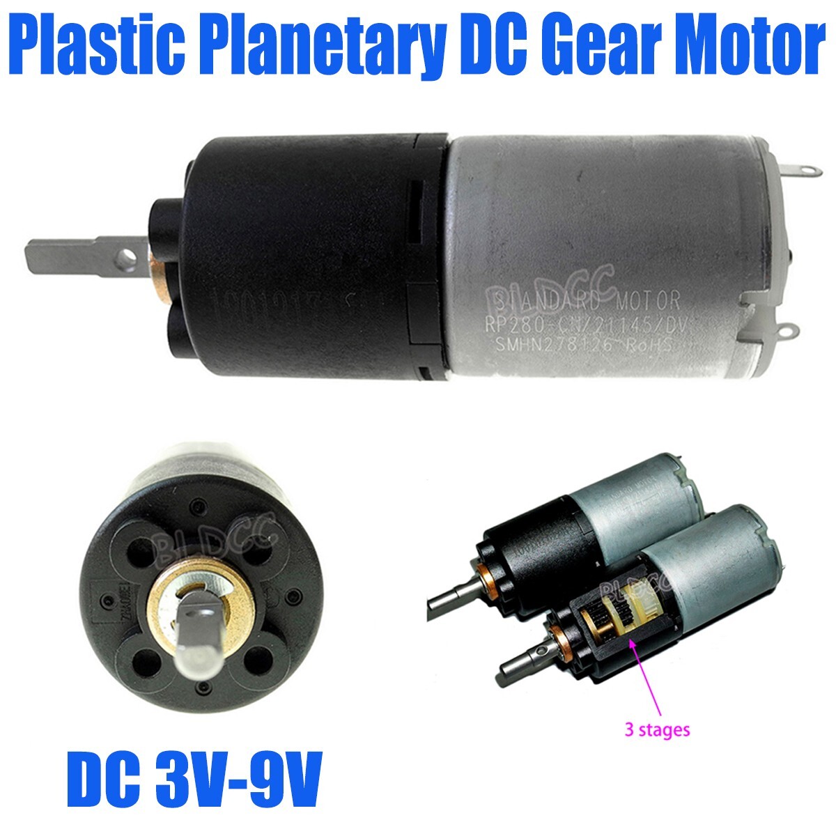 DC 3V/6V/9V 24mm Sophisticated Plastic Planetary DC Gear Geared Motor ...