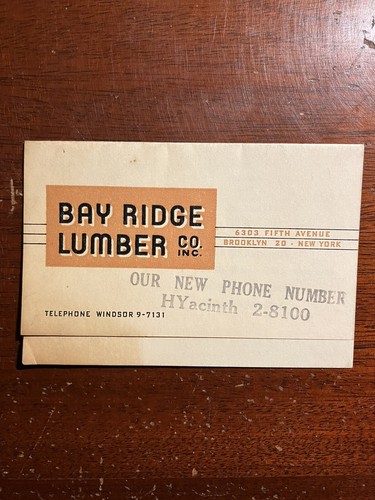 Bay Ridge Lumber Co 6303 Fifth Avenue Brooklyn NYC NY Ephemera | eBay.de