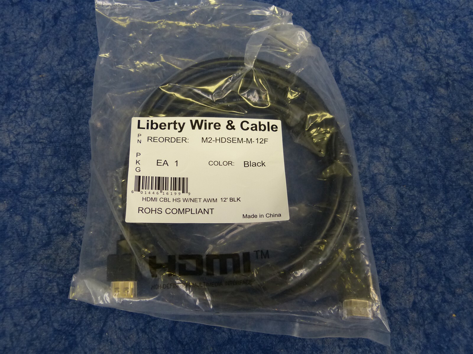 NEW! Liberty Wire & Cable M2-HDSEM-M-12F Low Pro Flexible 12' HDMI ...