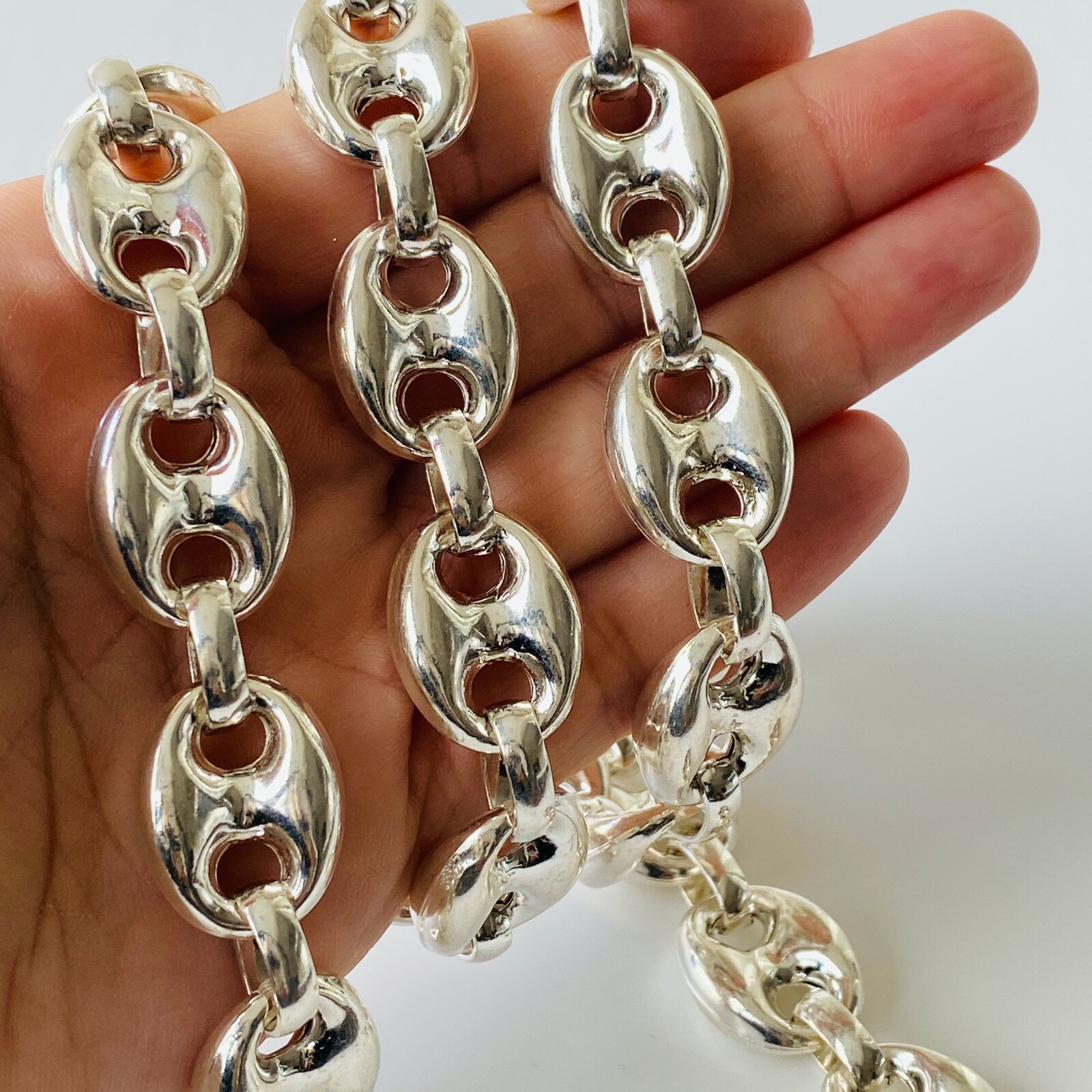 Mens Puffed Mariner Link Chains Necklaces 925 Sterling Silver 28Inch ...