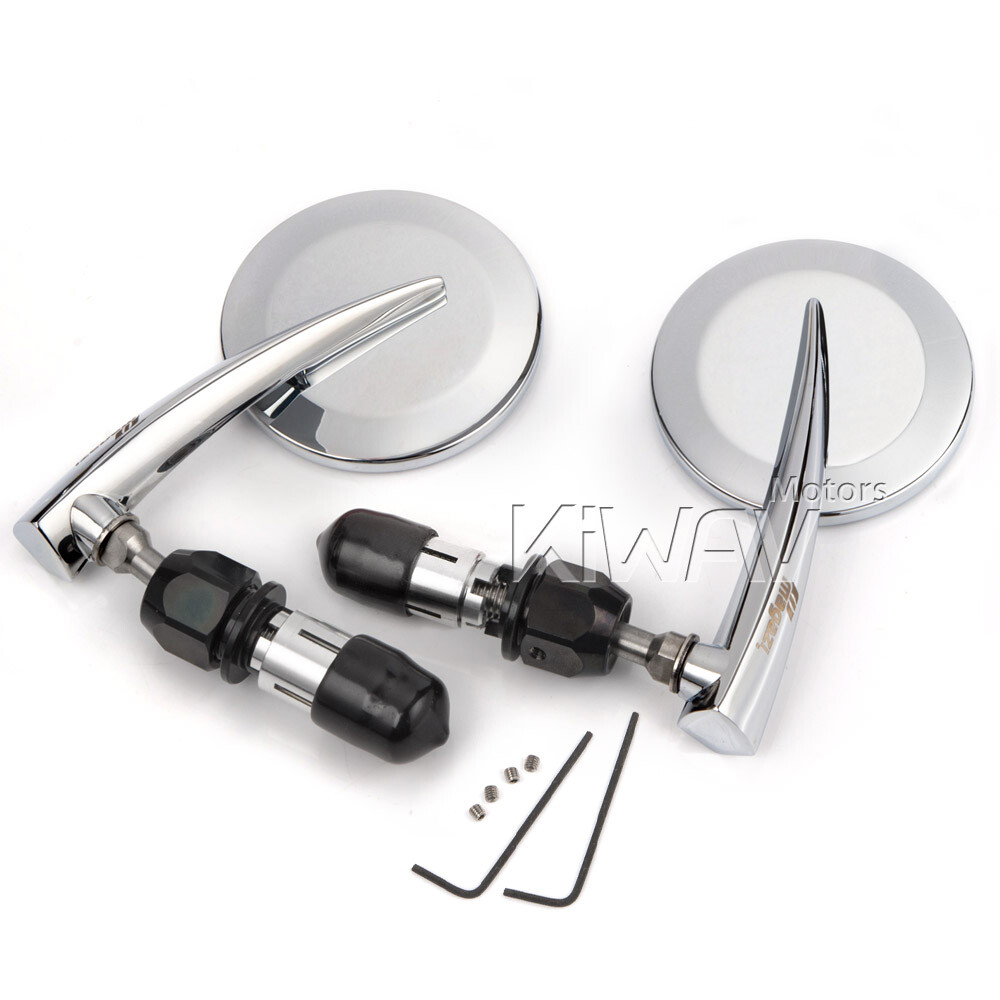 KiWAV Chrome 7/8" handle Bar End Rear View Side Mirrors Pair for Suzuki ...