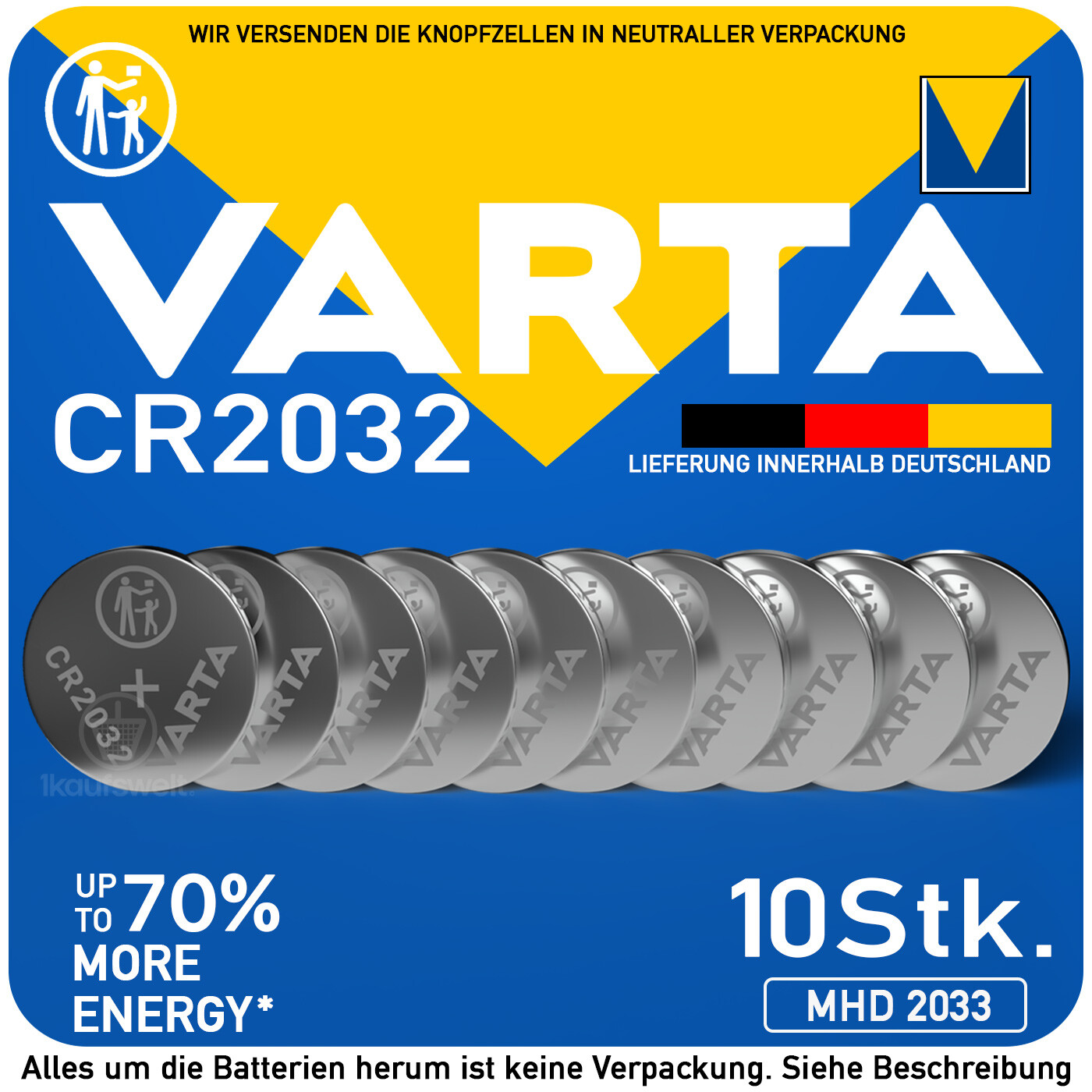 VARTA CR2032 CR-2032 DL2032 ER3032 2032 INDUSTRIAL Lithium Knopfzellen ...
