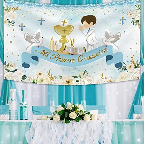 First Communion Decorations First Communion Backdrop Baptism God Bless ...