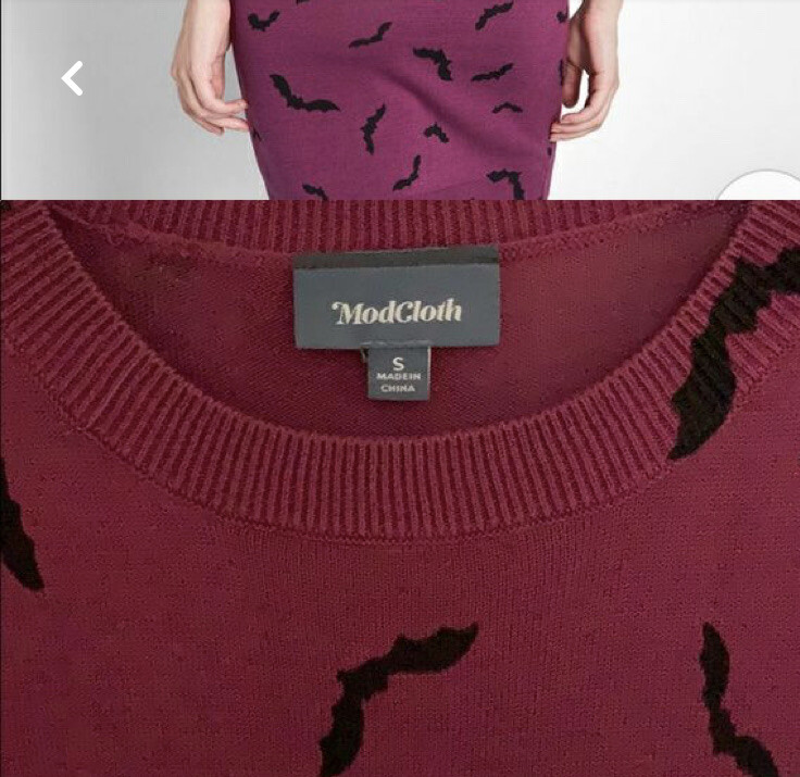 NEW Bat Dress Knit Modcloth Purple Maroon Goth Witch Midi Sweater Bunny ...