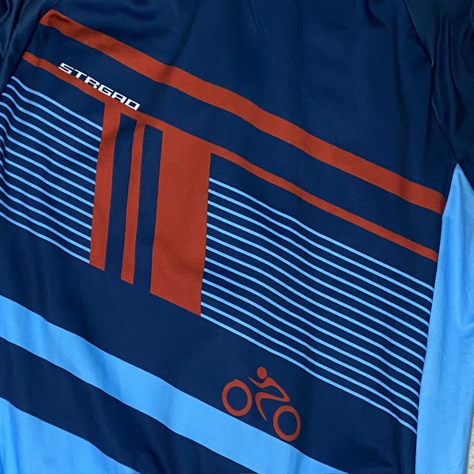 Strgad Cycling Jersey XL With Tag Coolmax Blue Cyclist Stripes Design ...
