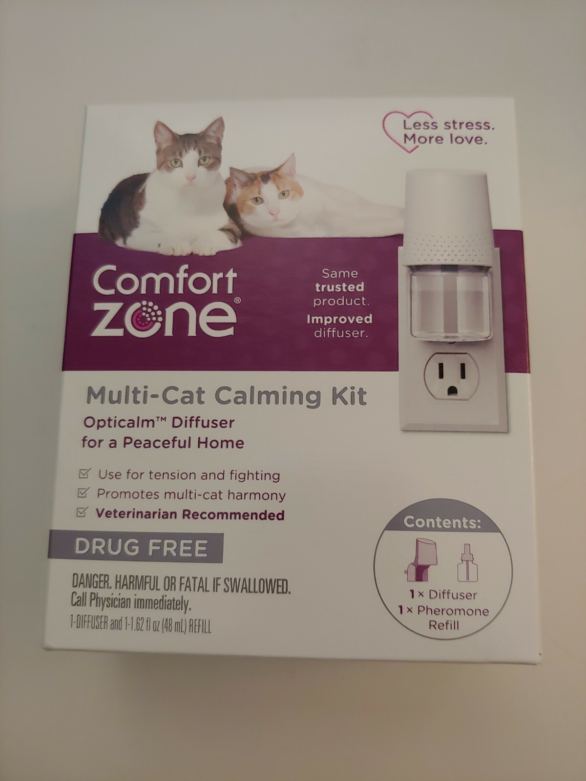 Comfort Zone Diffuser Kit for Multi-Cat Calming With Pheromone Refill ...