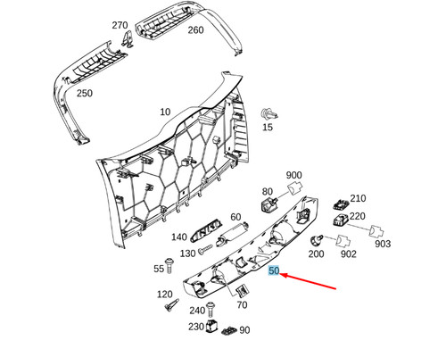 MERCEDES-BENZ M W166 REAR WALL DOOR BOTTOM TRIM A16674005729051 NO DUTY ...