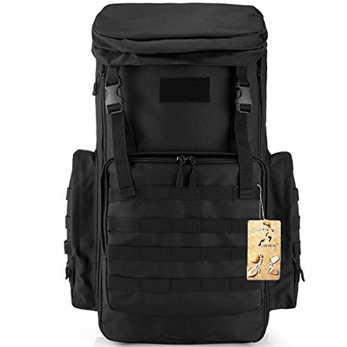 CREATOR 70-85L Tactical Travel Backpack MOLLE Hiking Bag Large, Black ...