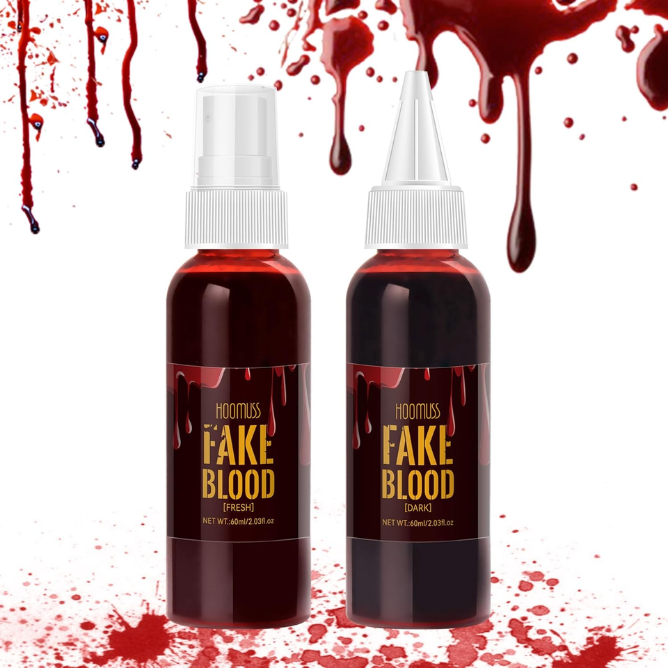 Halloween Fake Blood Makeup Kit – Spray & Drip Washable SFX for Cosplay ...