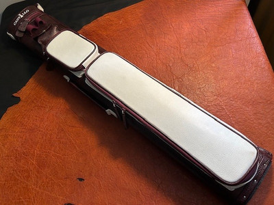 Gil Castillo CUE CASE 2x4 GENUINE LEATHER Wine Embossed Crocodile/White ...