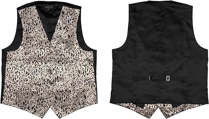 Concitor Men's Dress Vest LEOPARD Pattern Design Mens Bow Tie and Hanky ...