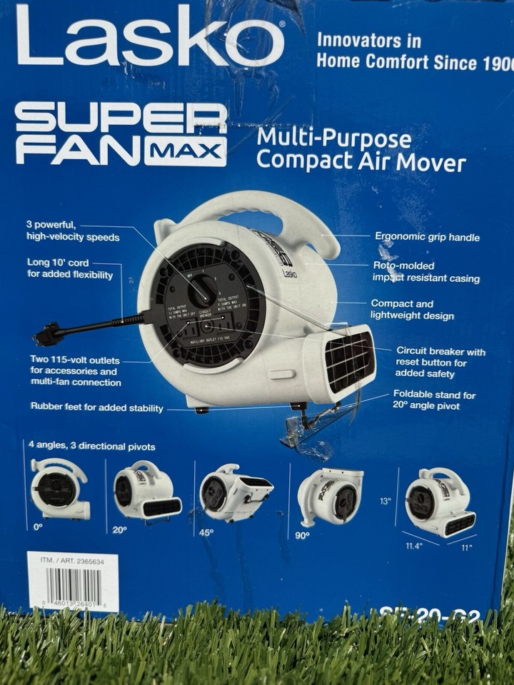 LASKO Super Fan Max Air Mover -Commercial Grade High Velocity Super Fan ...