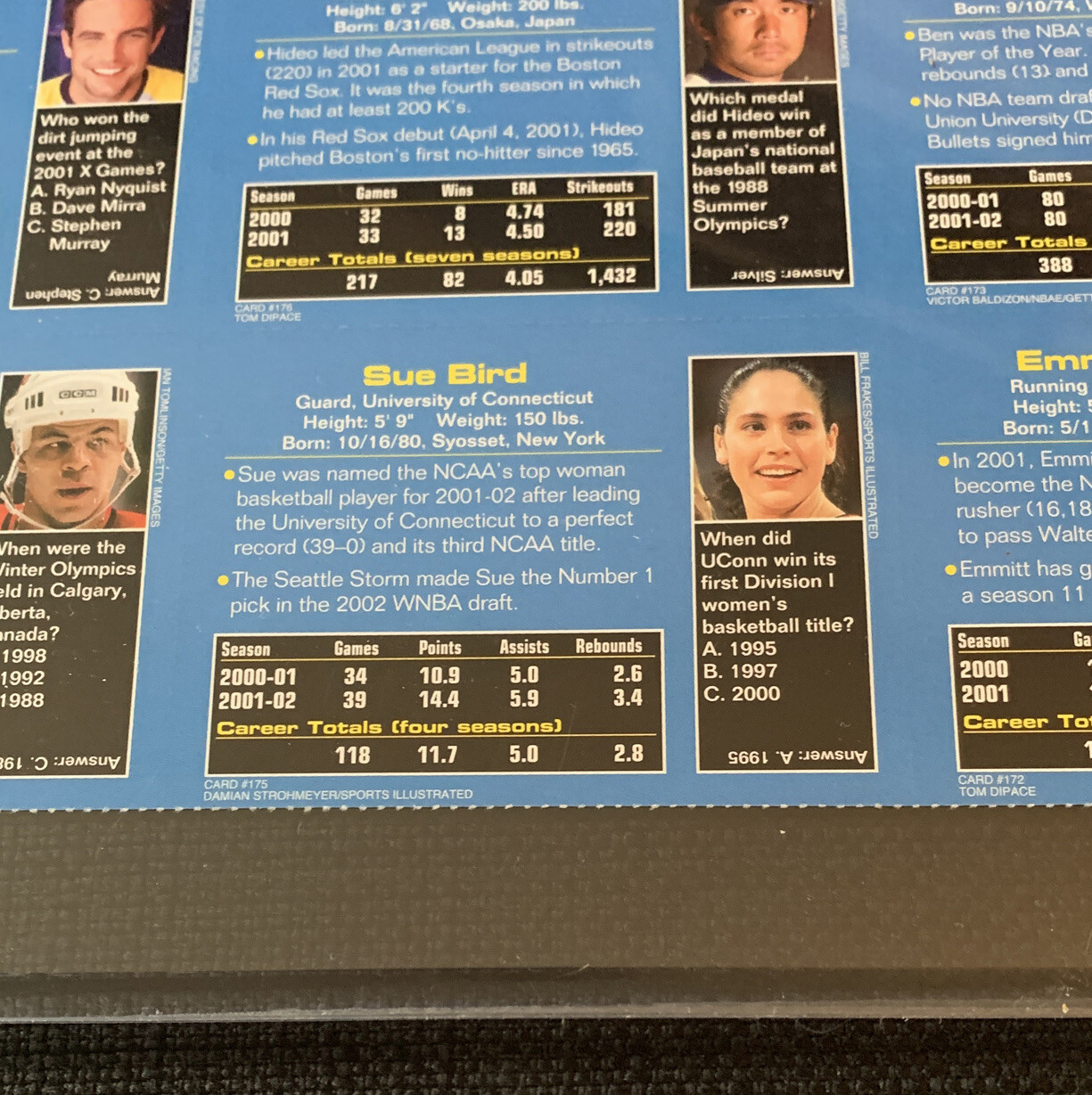 SUE BIRD ROOKIE 2002 RARE USA WNBA SI FOR KIDS UNCUT SHEET VENUS ...