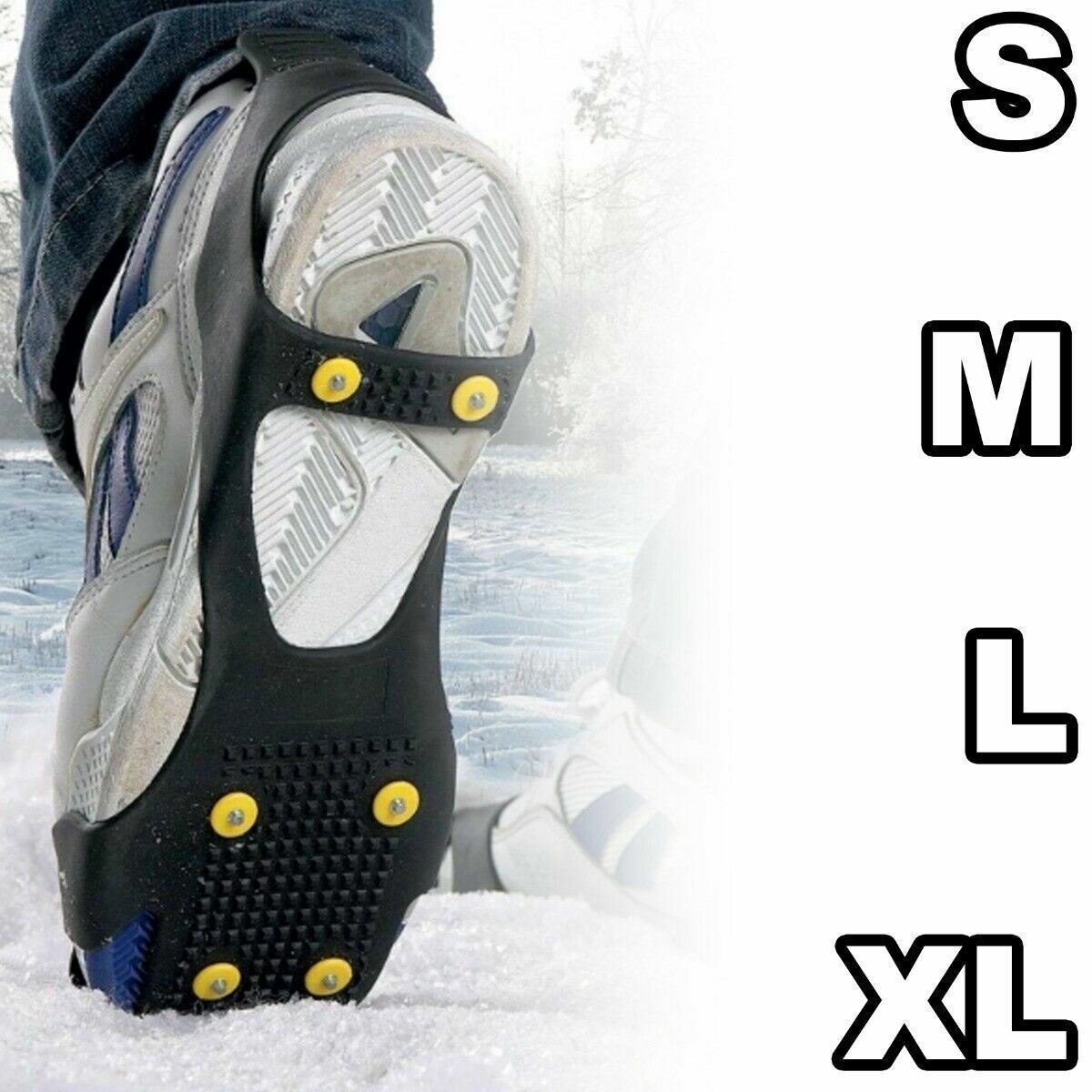 SHOE STUD GRIPS Removable Ice Snow Crampons UK Size 1-9+Metal Spike ...