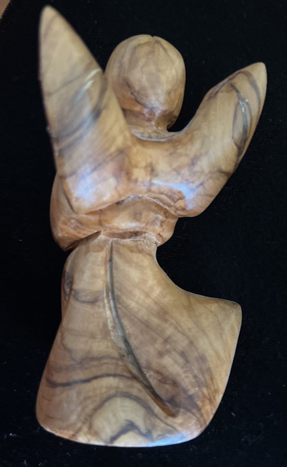 Hand Made Olive Wood Small Praying Angel Statue, Made in Bethlehem,The ...