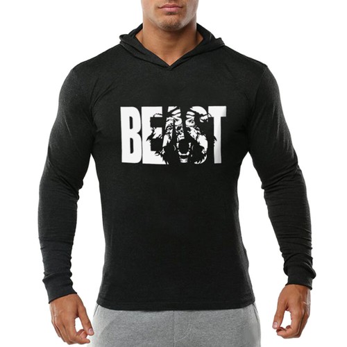 Men Gym BEAST Thin Hoodies Long Sleeve Hoodie Sweatshirt Casual T-Shirt ...