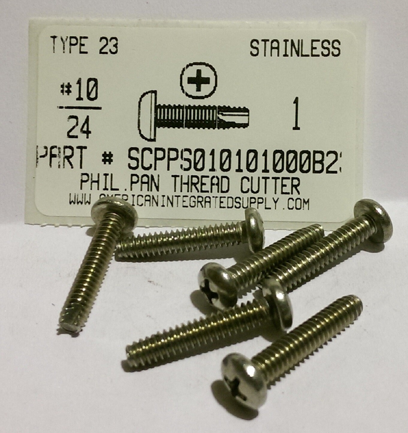 #10-24x1 Pan Phillips Thread Cutting Screws Type 23 Stainless Steel ...