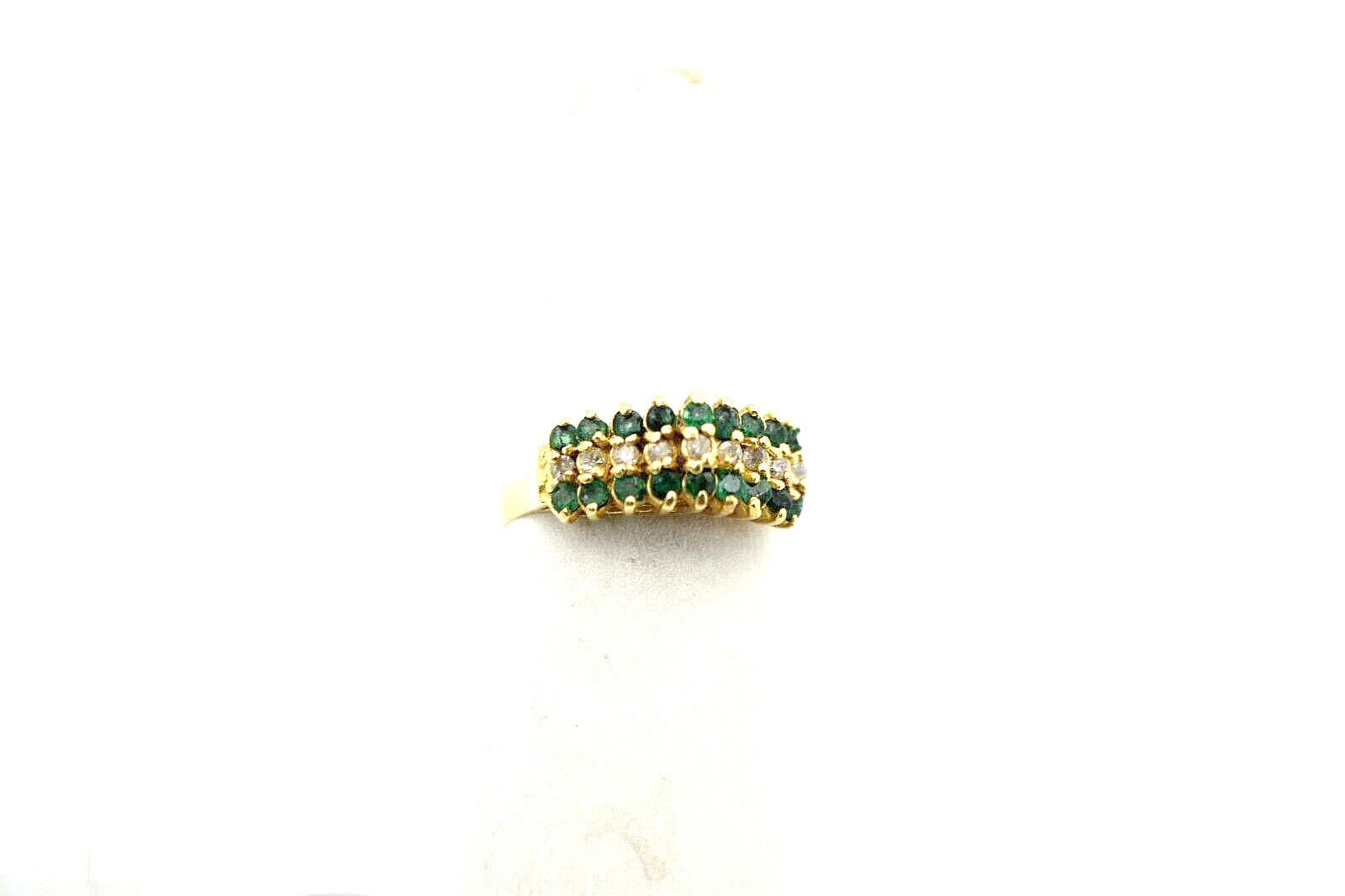 14K YELLOW GOLD EMERALD & DIAMOND PYRAMID RING (BTS1… - Gem