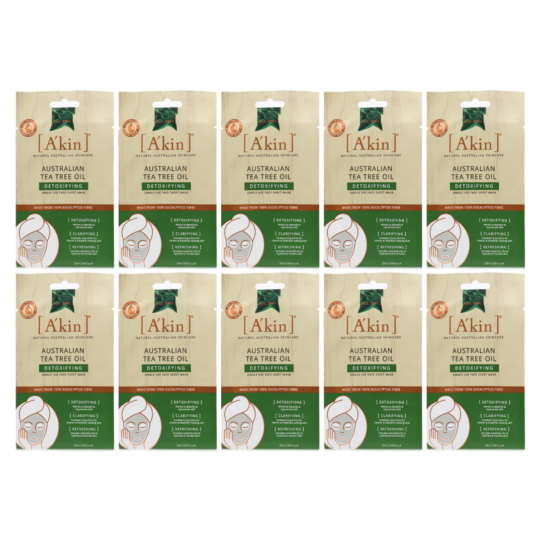 10x Akin Face Sheet Mask Detoxifying Australian Tea Tree Oil 20ml | eBay