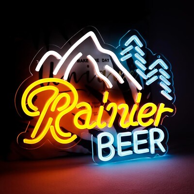 Mountain Rainier Beer Neon Sign- Bar Neon Lights for Pub Restaurant ...