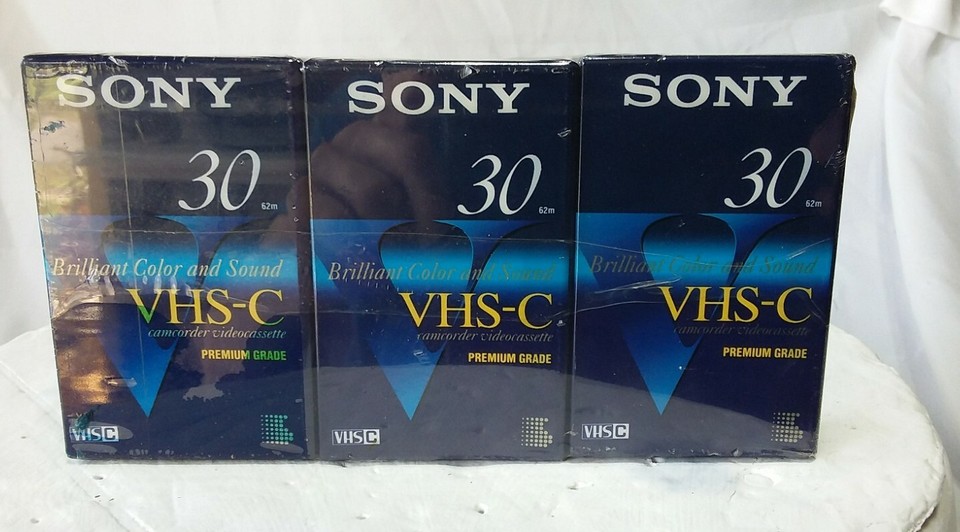 SONY VHS-C 3 Pack Premium Video Tape TC-30VHGL 30 Minutes New Sealed ...