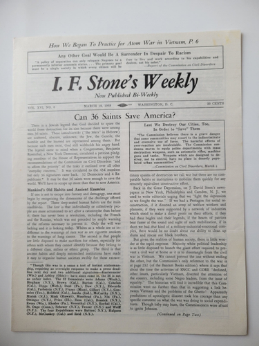 Commission On Civil Disorders Nuclear War In Vietnam I.F. Stone's ...