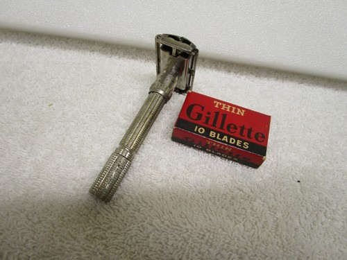 Vintage 1962 Gillette Slim Adjustable 1-9 DE Safety Razor H3 Used with ...
