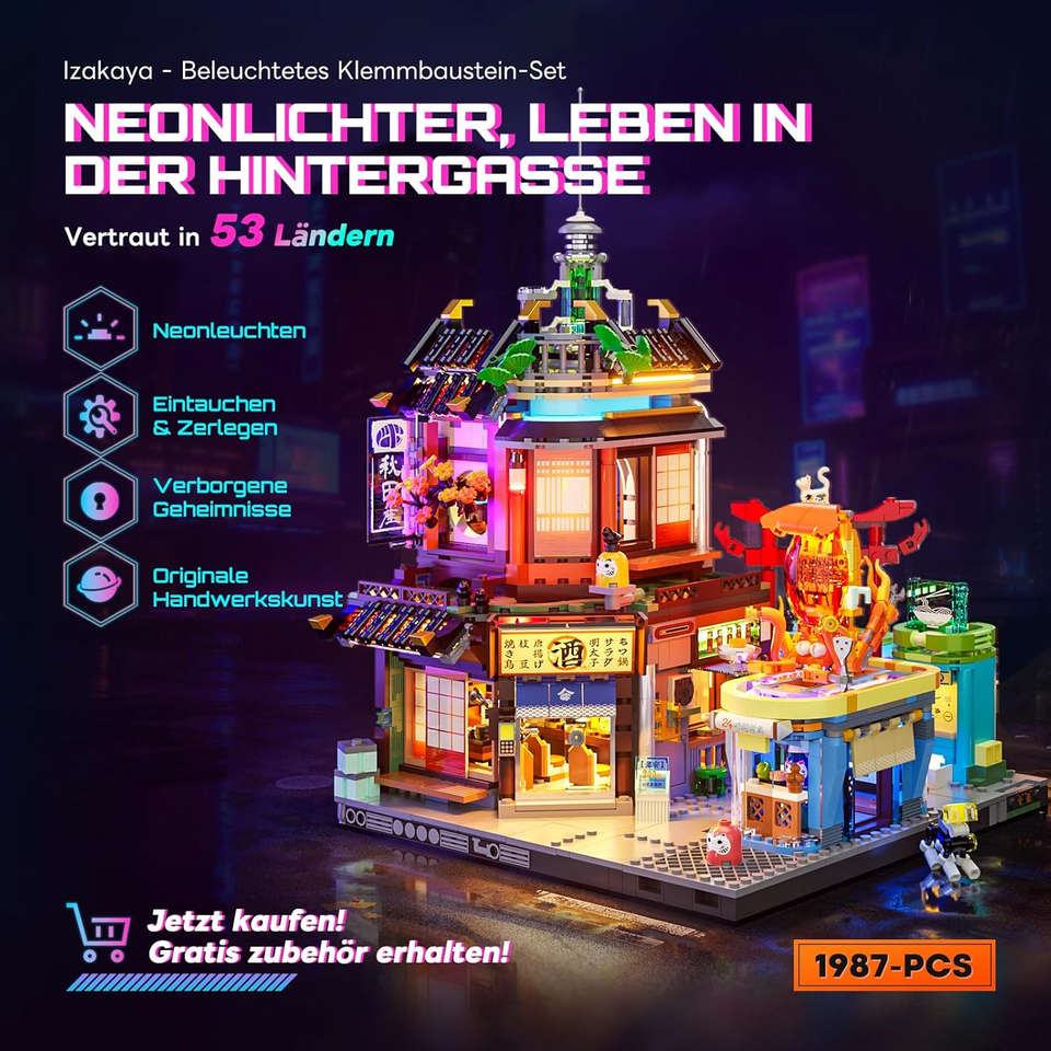 Cyberpunk Japanese-Izakaya Lighting-Building-Bricks Set - Cyberpunk ...