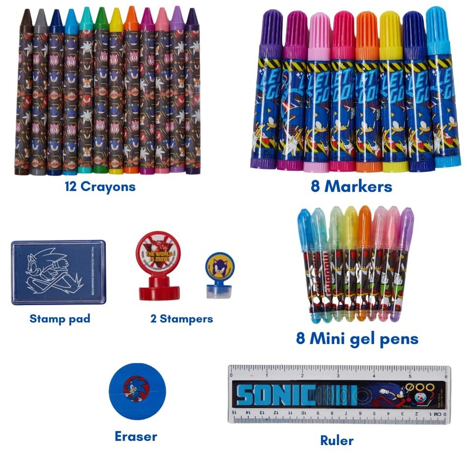 Sonic The Hedgehog Deluxe Activity Set for Kids with Carrying Tin ...