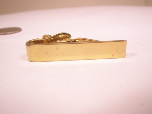 1-5/16" Featureless Thin Smooth Design Gold Tone Vintage SMALL Tie Bar ...