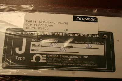 Omega L-0044K P/N 5TC-KK-J-24-36 Precision Thermocouples 36"-Length ...