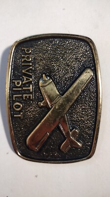 Solid Brass "Private Pilot" Belt Buckle, 1978 | eBay
