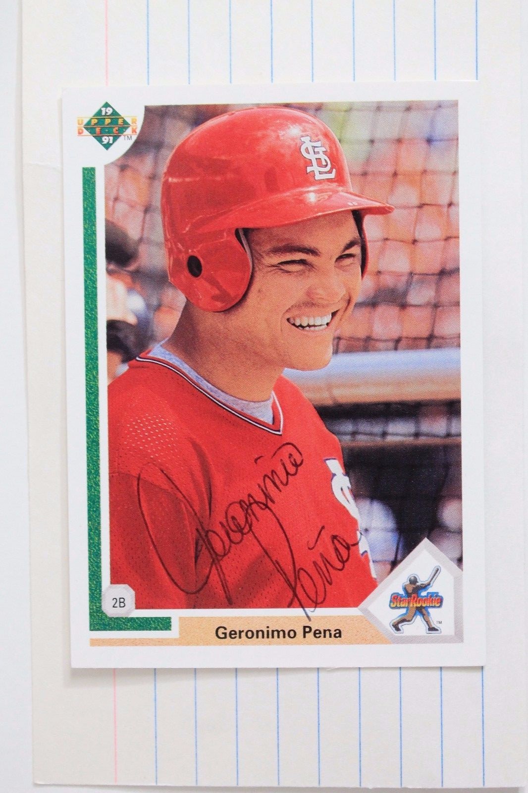 Geronimo Pena Cards Indians Autographed 1991 UD Card on Index Card ...