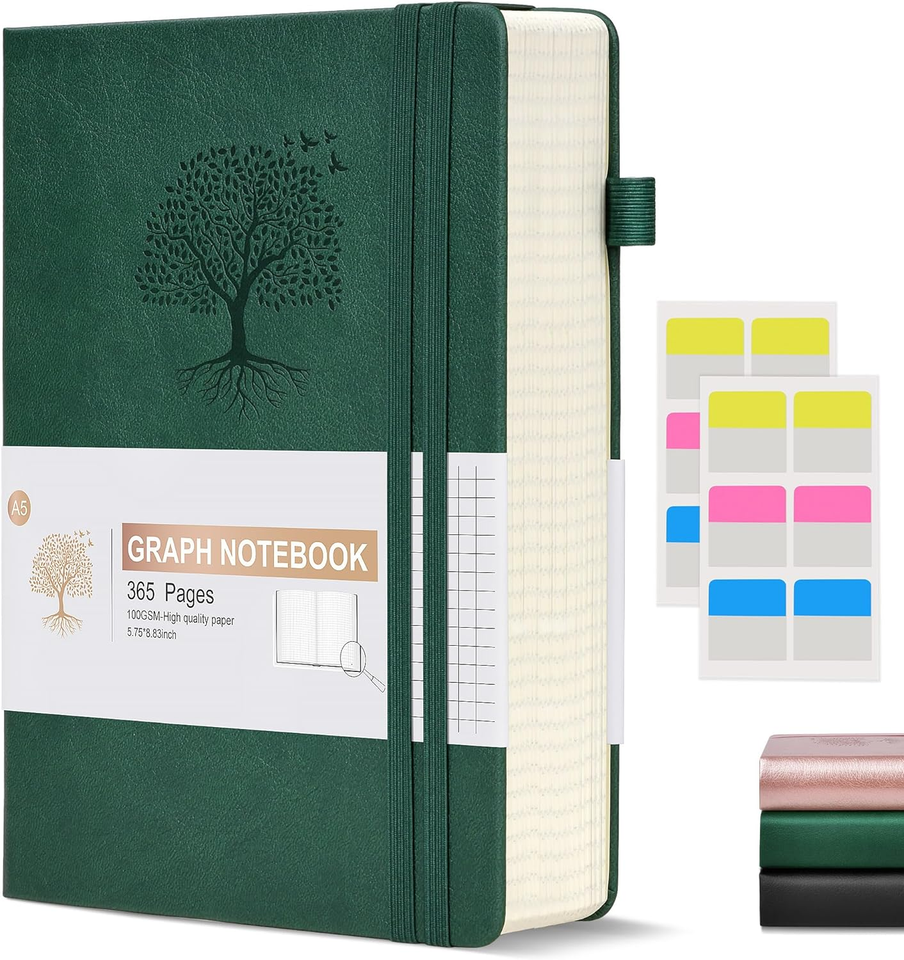 Graph Paper Notebook Journal, 360 Numbered Pages Grid Notebooks, Thick ...