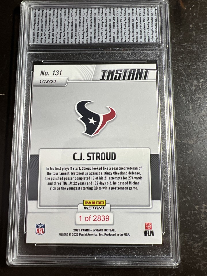 2023 Panini Instant CJ Stroud Record Postseason Debut TCC Graded Gem ...