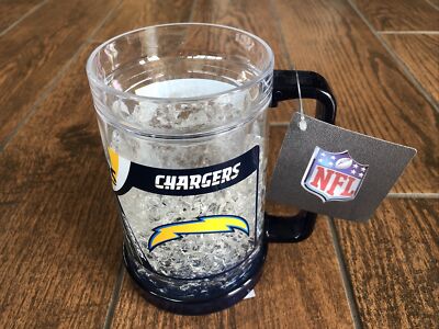 NFL Los Angeles Chargers 2 Logos on Crystal Freezer Mug Blue Handle ...