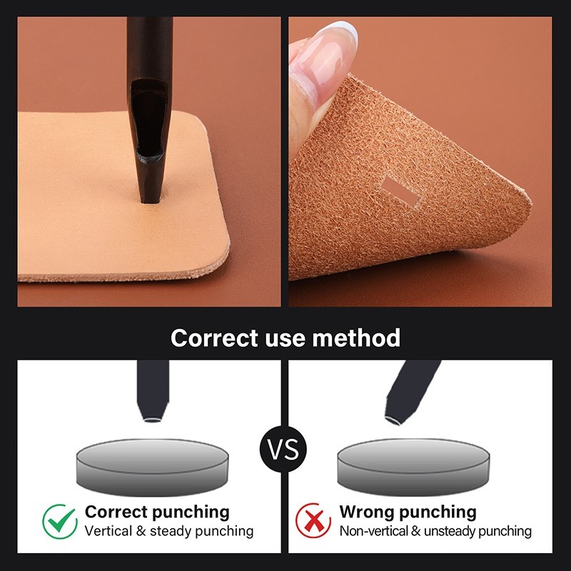 WUTA Anti-Rust Leather Hollow Punch Rectangle Slot Puncher Oblong Hole ...