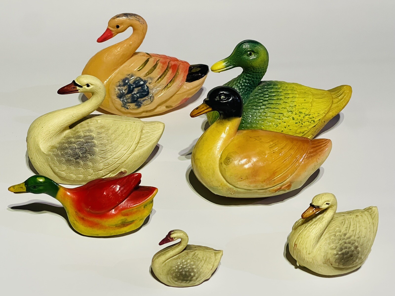7 Vintage Dupont Viscoloid Celluloid Hollow Toy Plastic Ducks Small ...