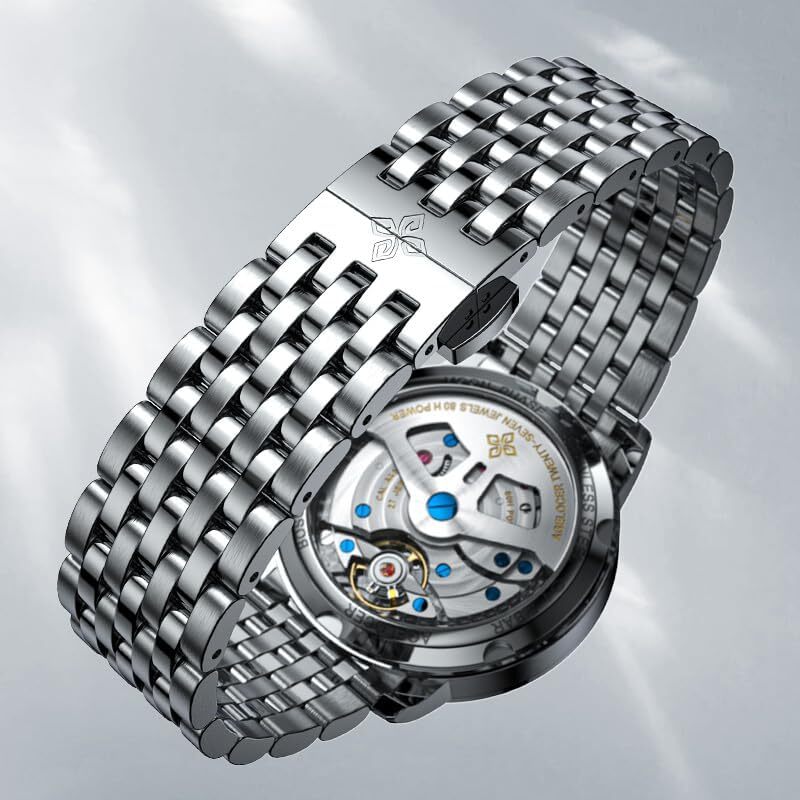 AGELOCER 3D Automatic Hollow Luxury Moon Phase Tourbillon Men's Watch ...