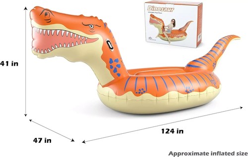 Inflatable Dinosaur Pool Float for Boys Girls Adults 124'' Giant T-Rex ...