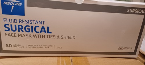 SURGICAL FACE MASK FLUID-RESISTANT with Eye Shield (MEDLINE ) ASTM ...