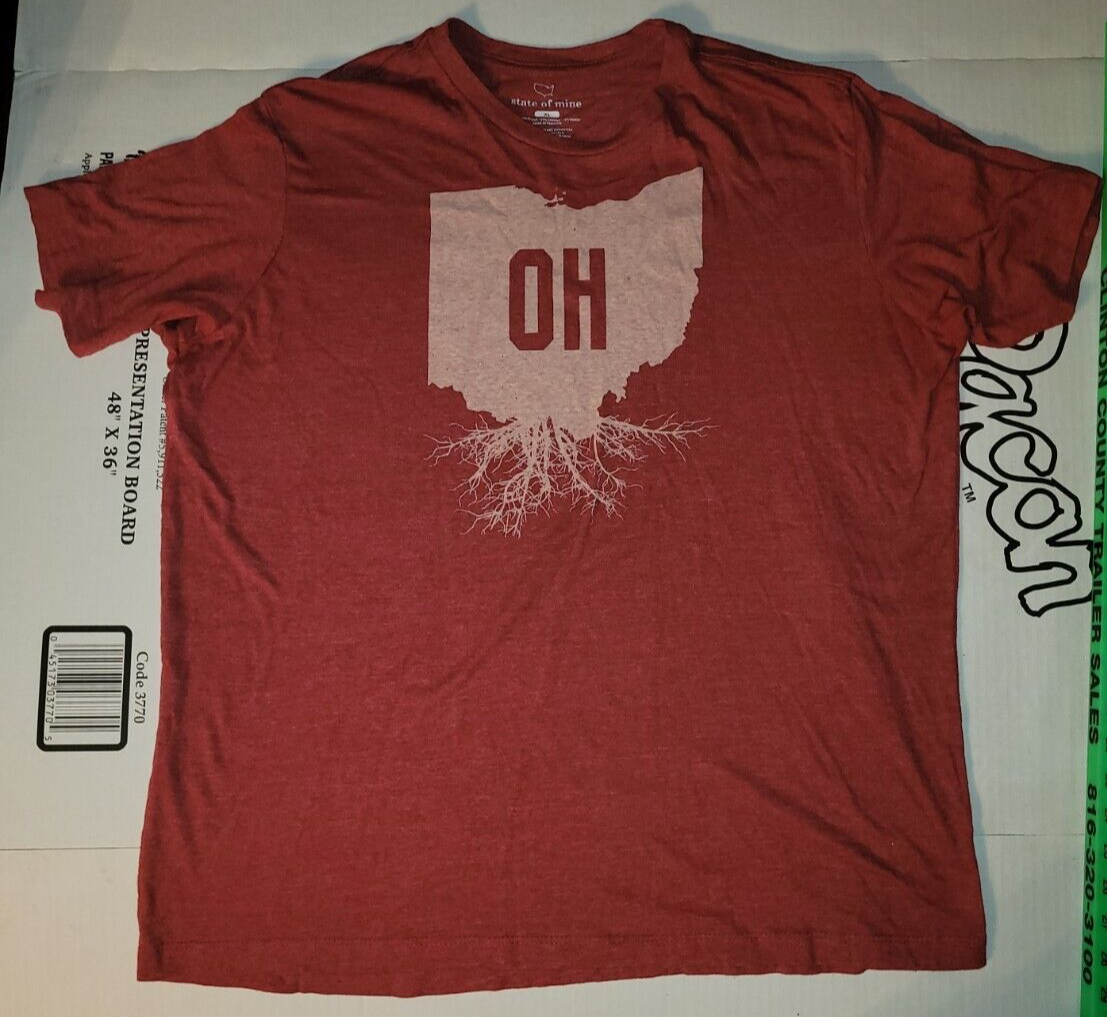 State of Ohio Roots T-Shirt Adult XL Heathered Red Wine Color | eBay