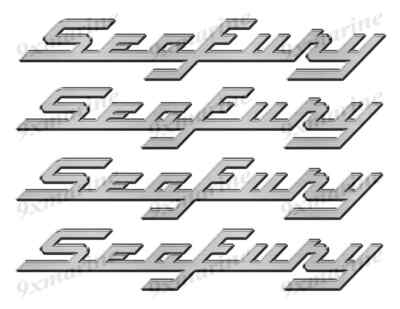 SEA FURY Brushed Metal Vinyl Decal Boat Stickers 4 PC Set, 10" X 1.5 ...