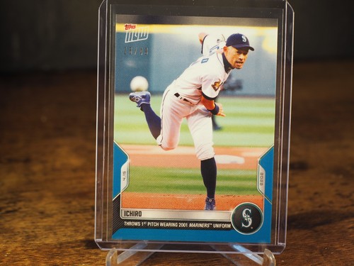 2022 TOPPS NOW #57 ICHIRO THROW 1st PITCH IN 2001 UNIFORM BLUE PARALLEL ...
