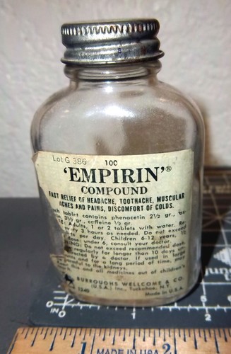 vintage Empirin compound glass bottle, great collectible, bottle is ...