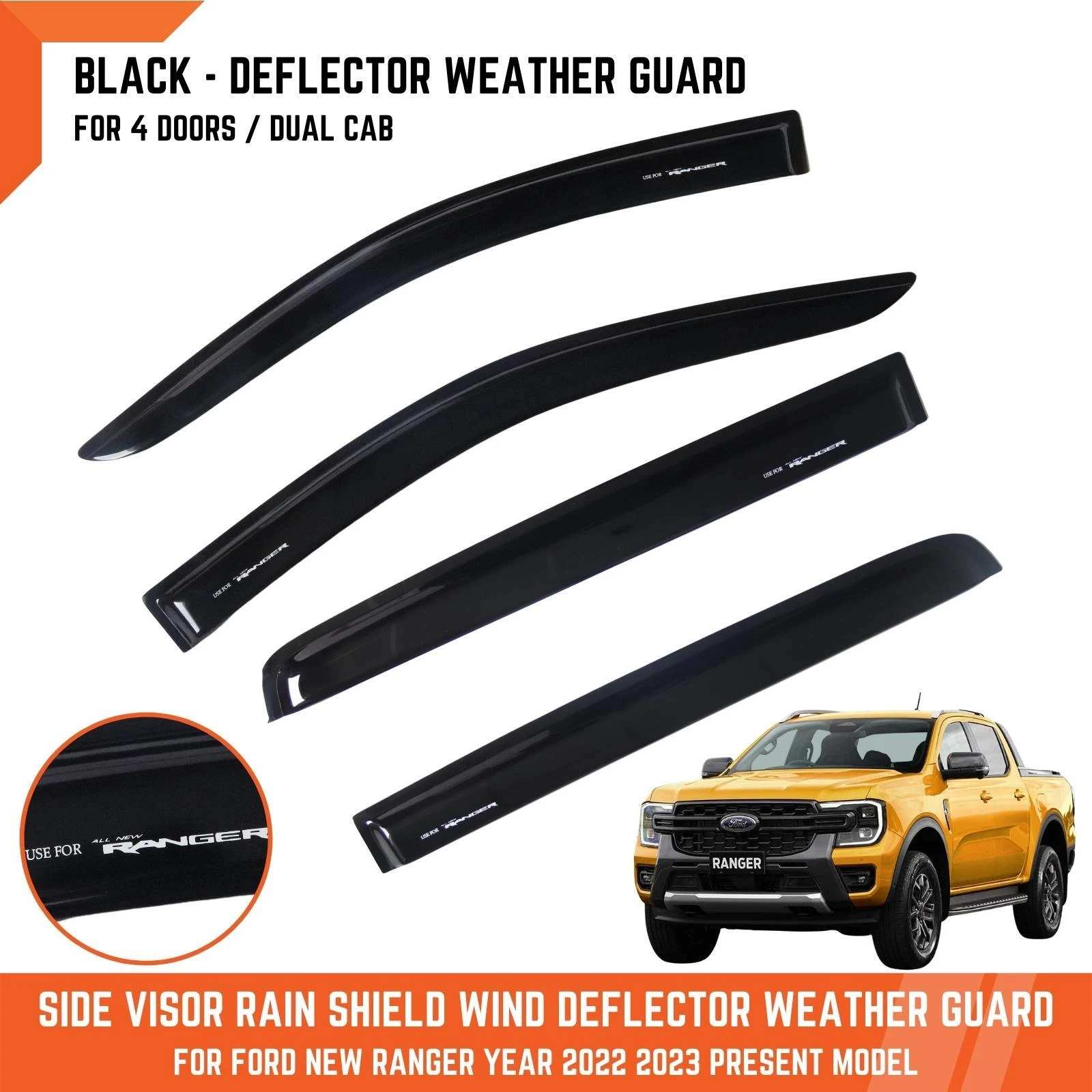 Купить Ибей | WEATHER SHIELD WINDOW VISOR RAIN GUARD FOR FORD RANGER 22 ...