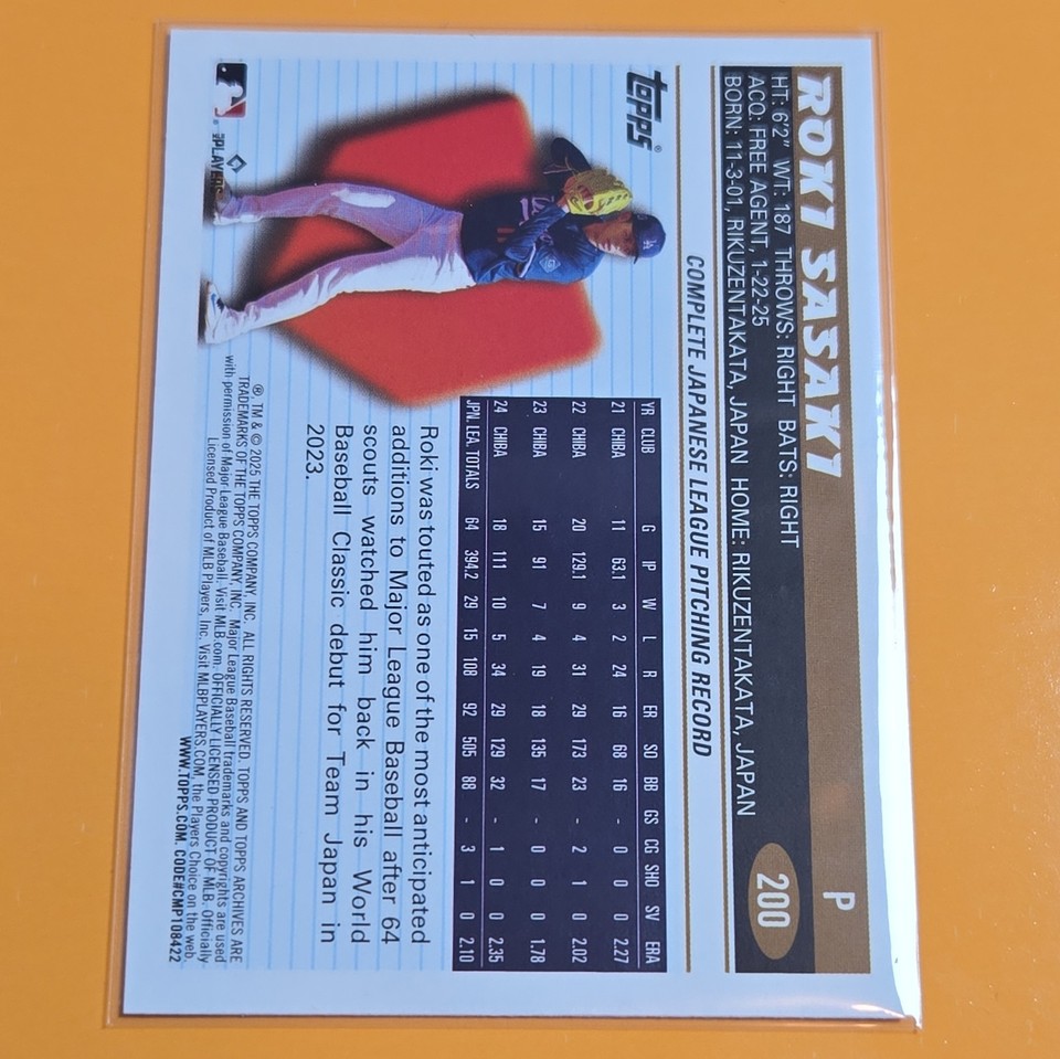 2025 Topps Archives Rookie Roki Sasaki #200 | eBay