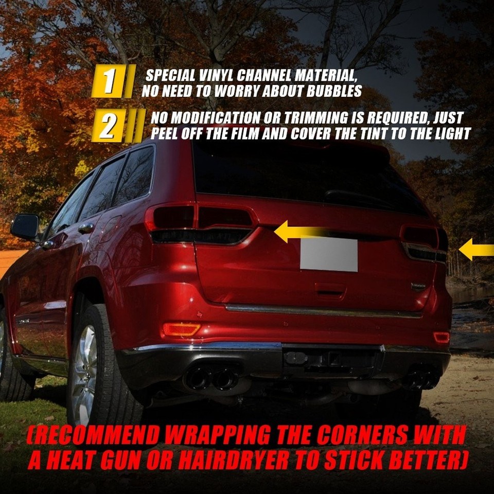 8X Smoked Tail Light Vinyl Tint Precut Overlay For 2014-2021 Jeep Grand ...
