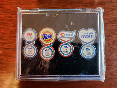 NEW SEALED 2012 P&G Summer Olympic Pin Set of 4 Mom Tide Crest USA | eBay
